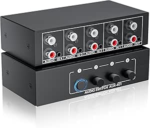 3.5mm Aux + RCA L/R Audio Switch Box 4 in 1 Out Bidirectional, BolAAzuL ...