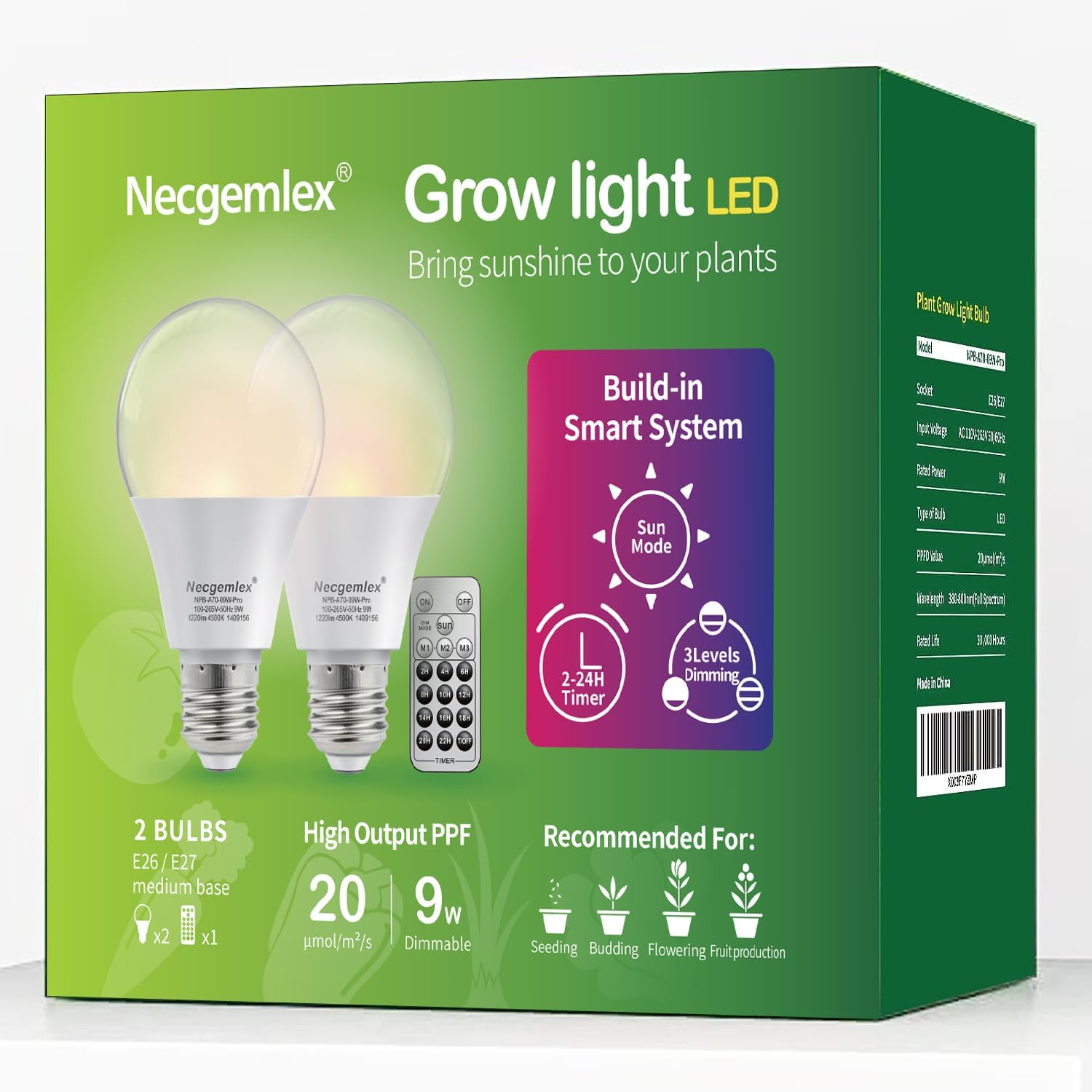 ePhoto Hydroponic Full Spectrum CFL Grow Light Bulb 60 Watt Bulb 5500K ...