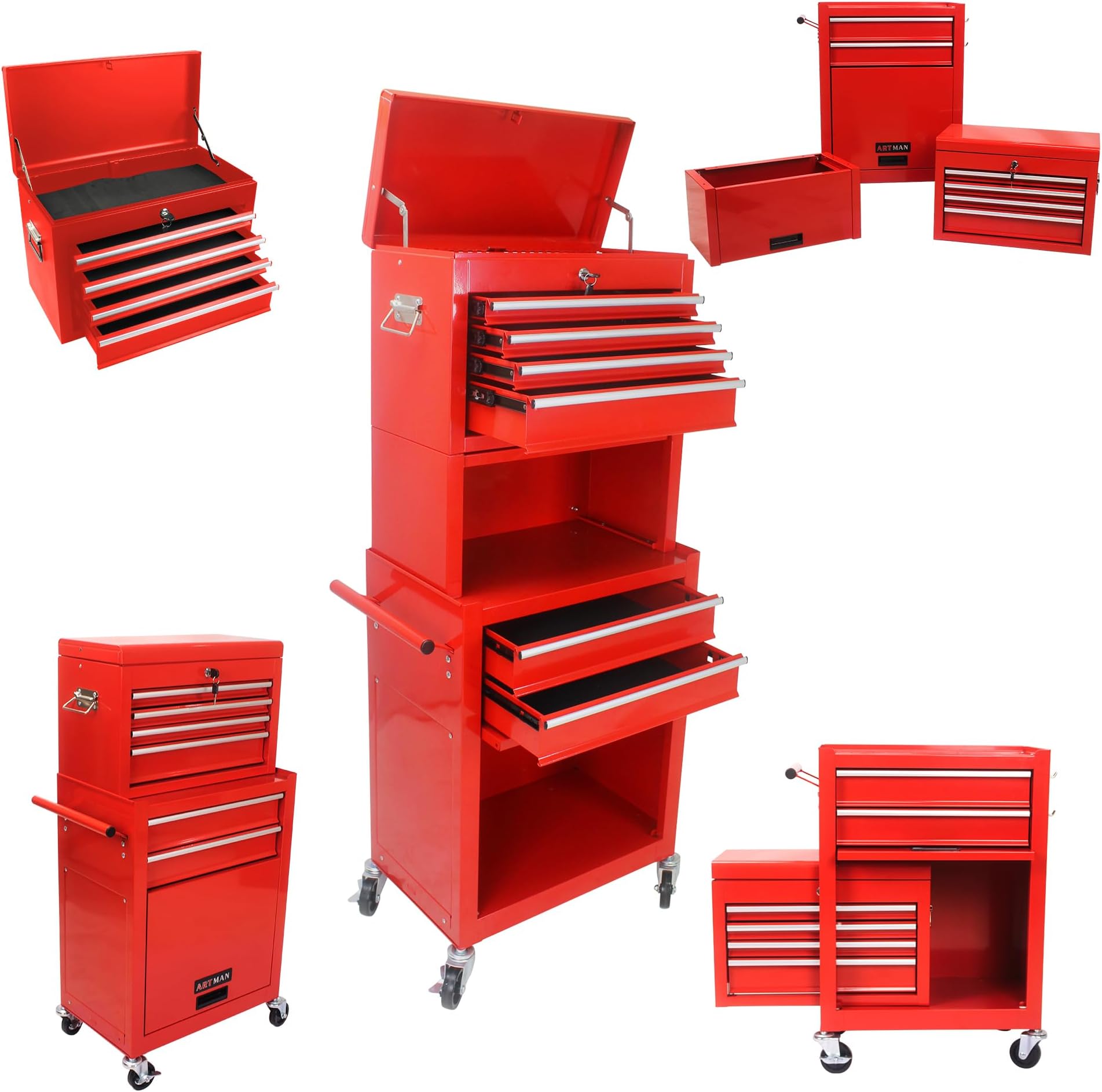 Fulvari Rolling Tool Chest, 6 Drawers Rolling Tool Chest with Wheels ...