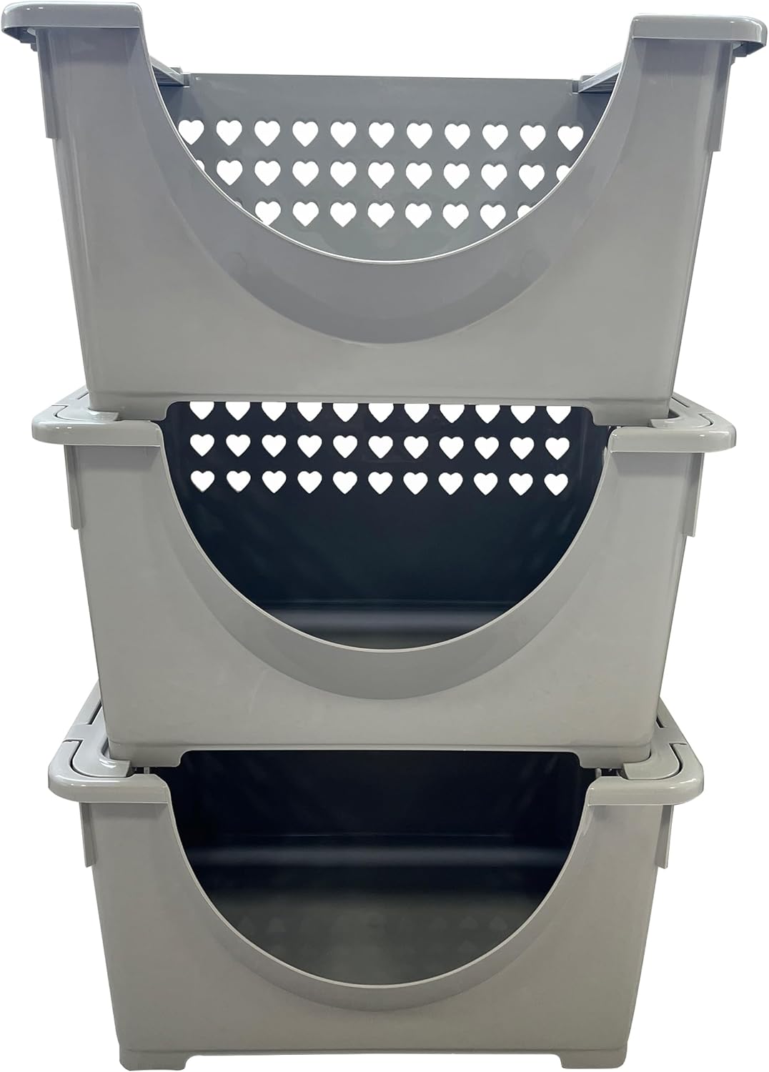 Skywin Contenedores de almacenamiento apilables de plástico, color gris ...