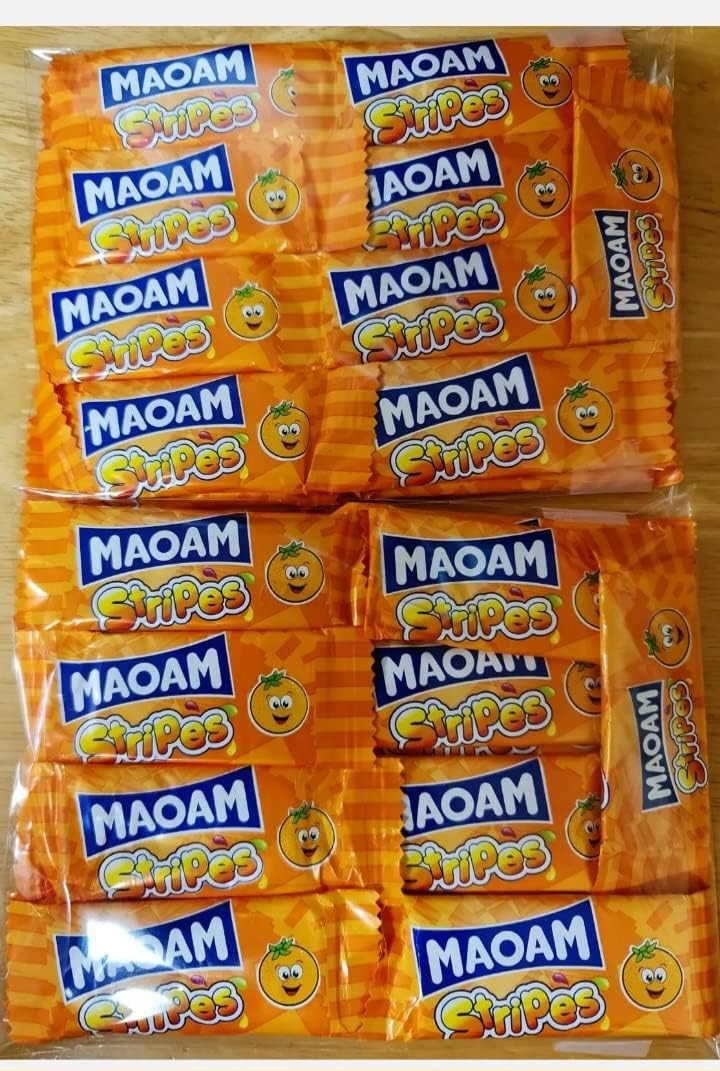 20 x HARIBO MAOAM STRIPES Orange Flavour Fruit Chews Sweets Kids Party ...