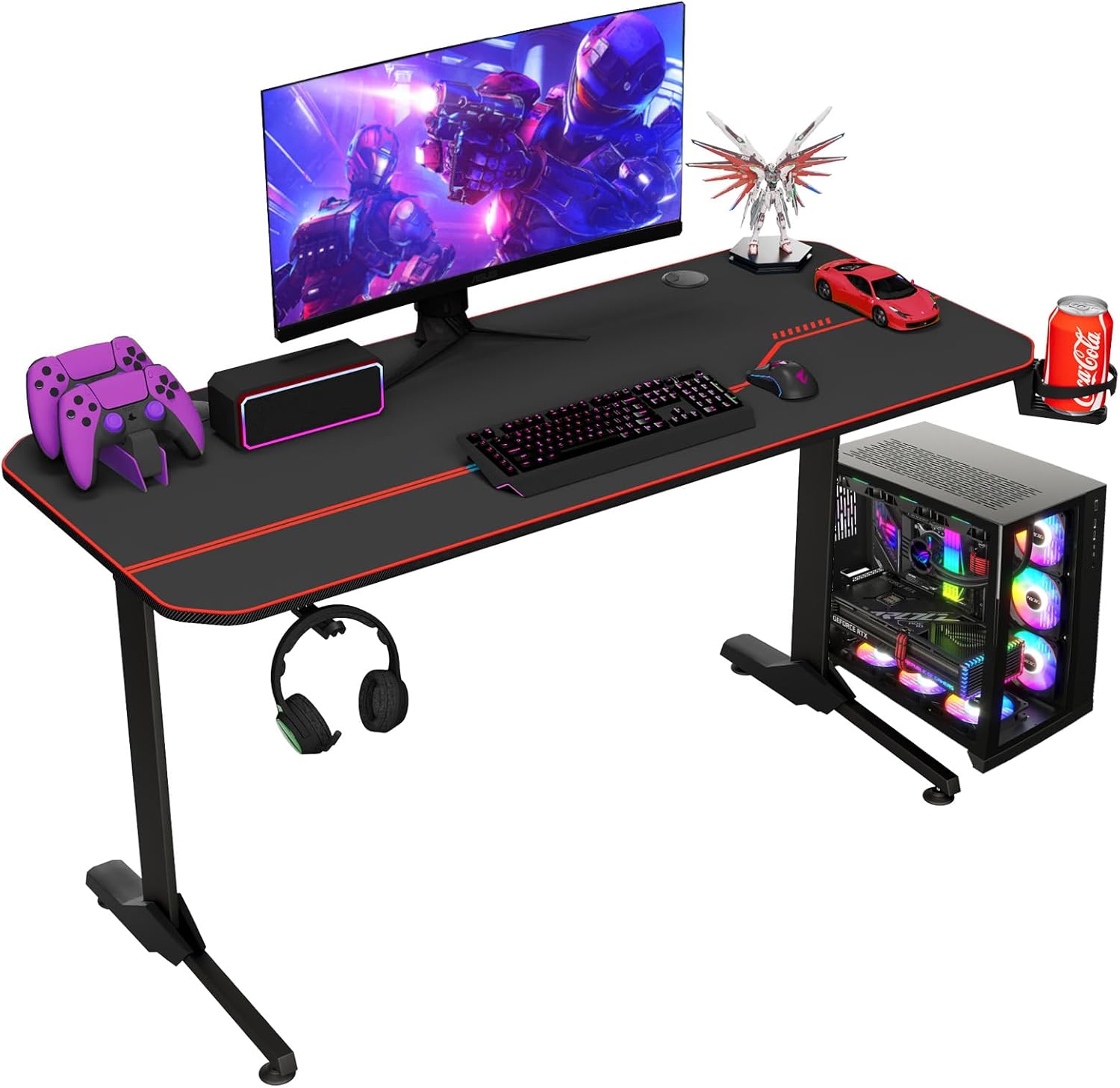 Amazon.com: TLSUNNY Gaming Desk 55Inch with Mouse Pad, Home Office ...