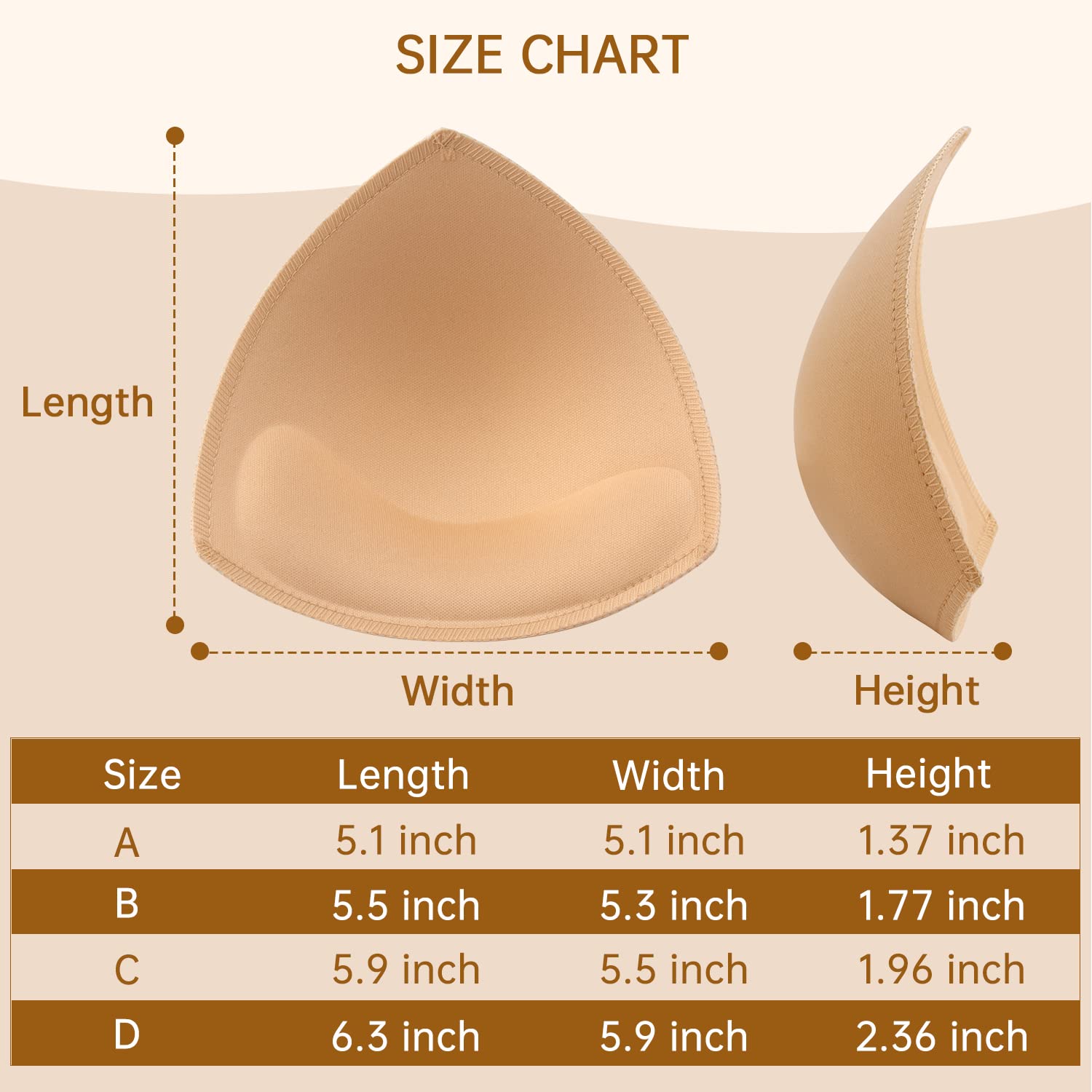 Snapklik.com : Bra Pads Inserts 4 Pairs - Sewn Edges Breast Padding For ...