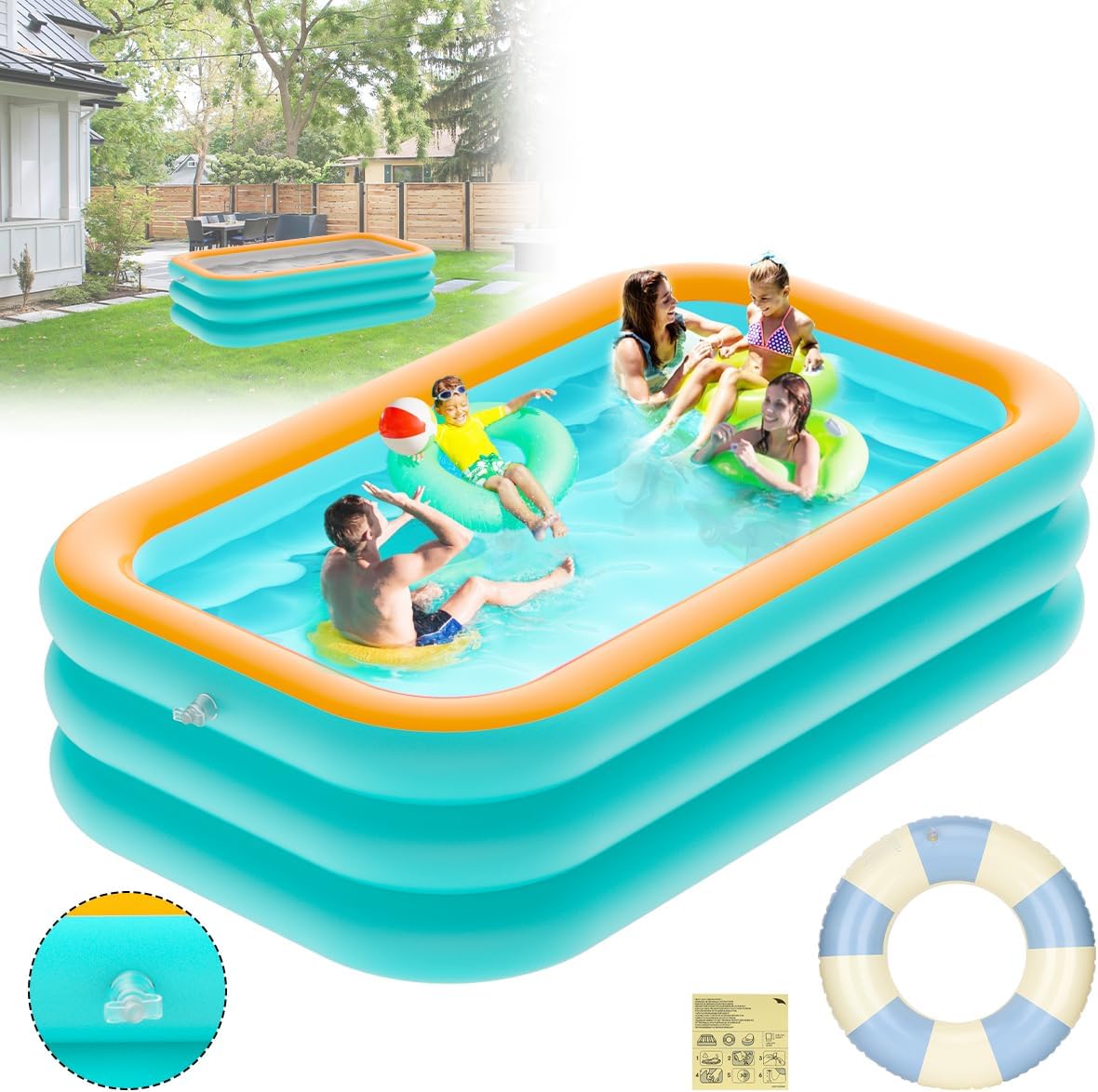 Wodoso Alberca Inflable Piscina Familiar, 210x150x60cmPiscina Hinchable ...