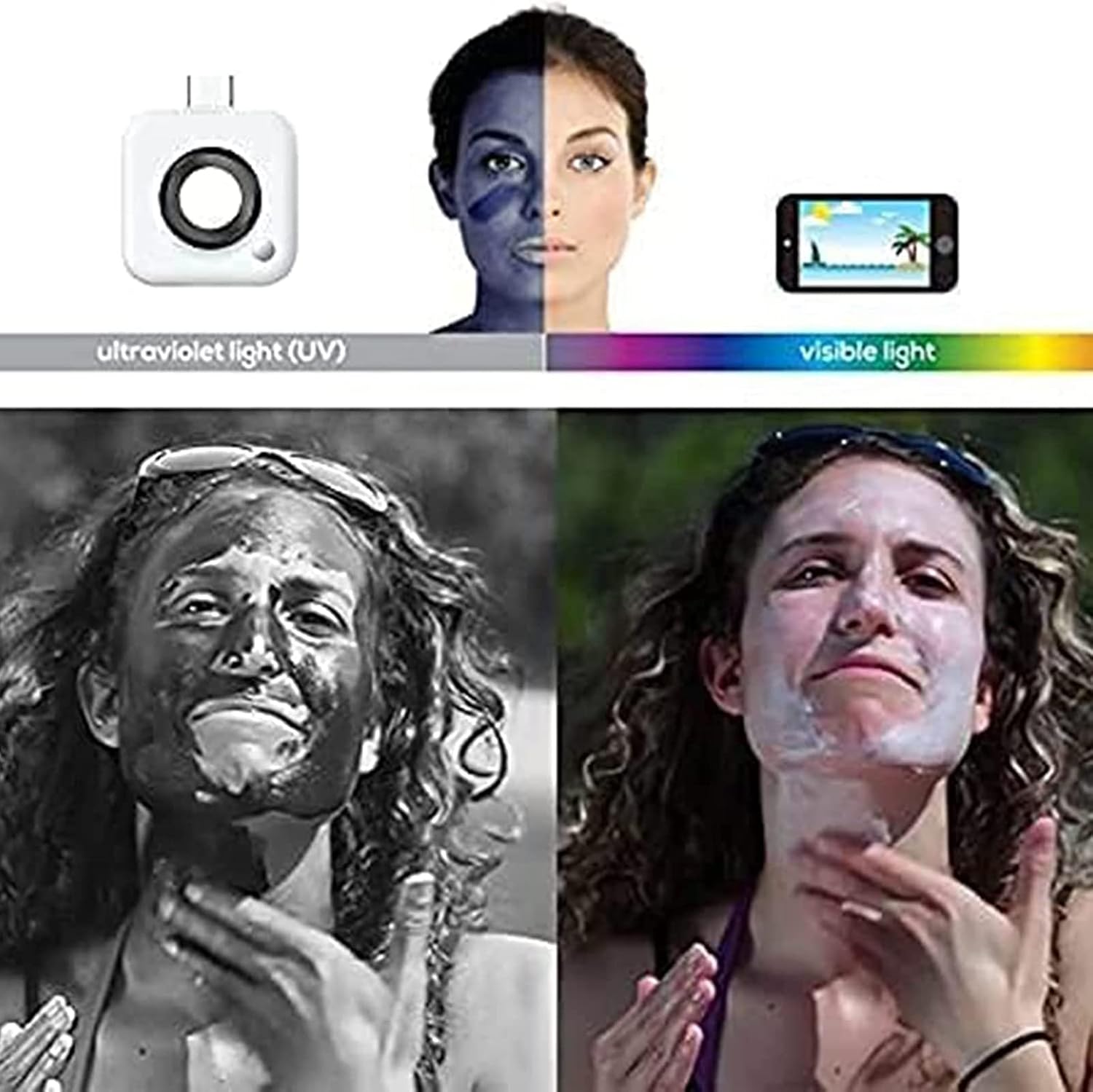 XINLIFE Cámara UV para prueba de protector solar, cámara UV portátil para protección solar ...