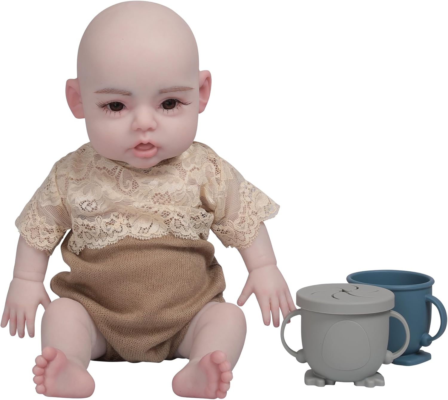 Amazon.com: HYRETENORU 19 inches Silicone Boy with Skeleton Brown Hair ...