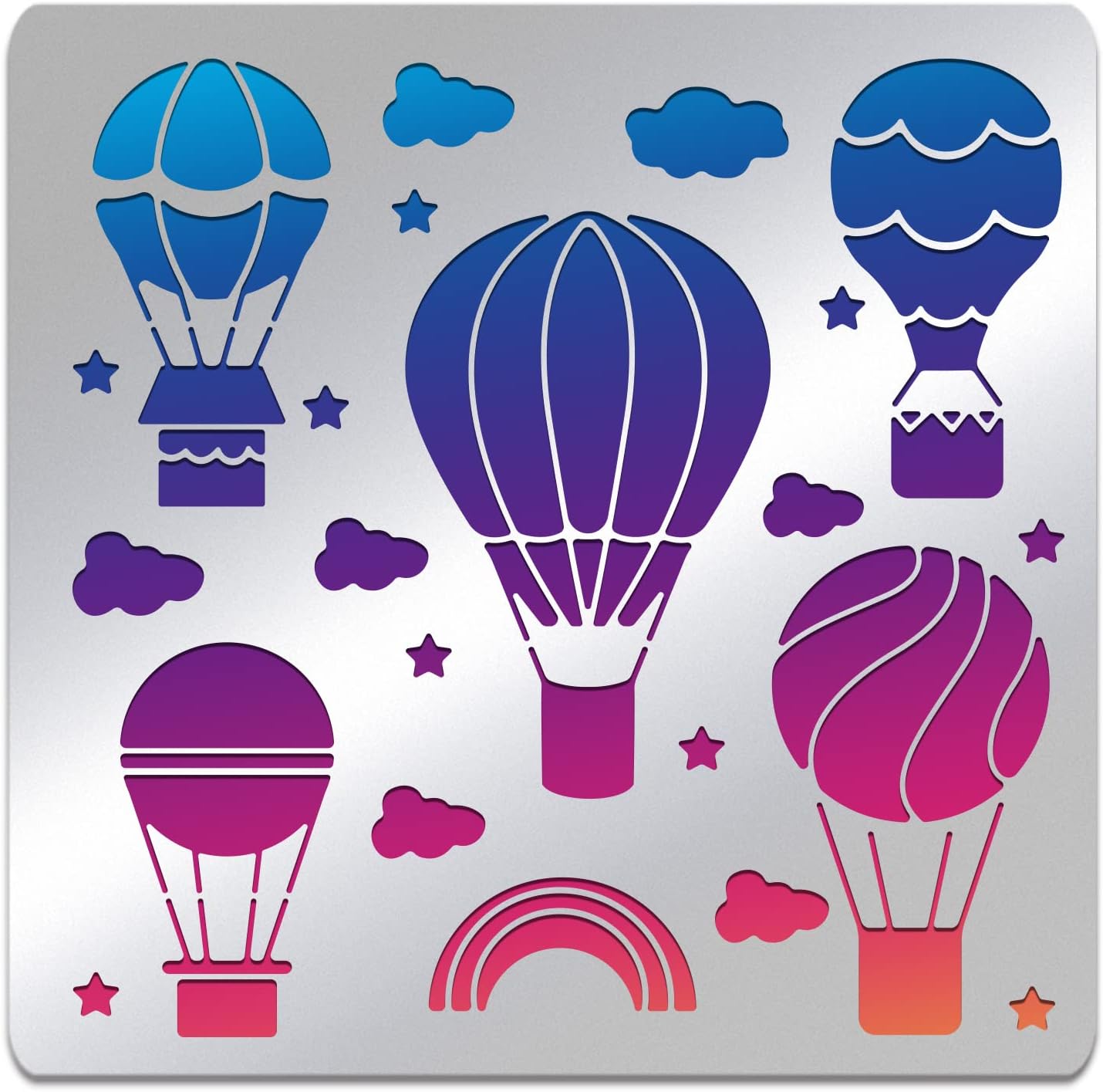 Amazon.com: BENECREAT Hot Air Balloon Stencils, Reusable Rainbow Cloud ...