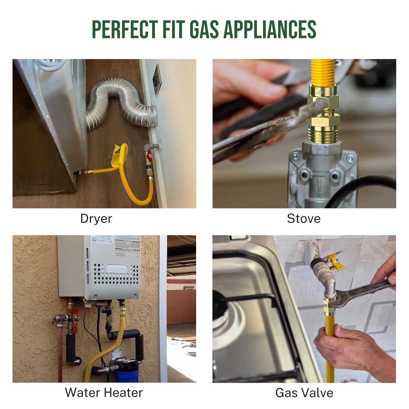 Snapklik.com : 48" Flex Gas Line, Gas Dryer Connector Kit, Gas Line ...