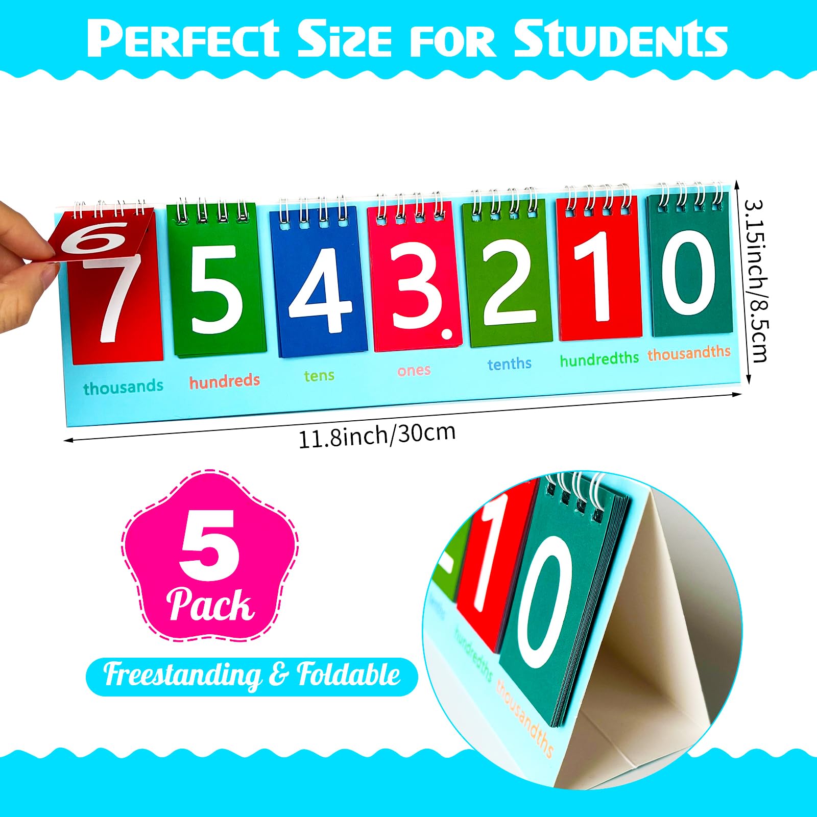 Snapklik.com : 5 Pack Student Place Value Flip Chart Double-Sided