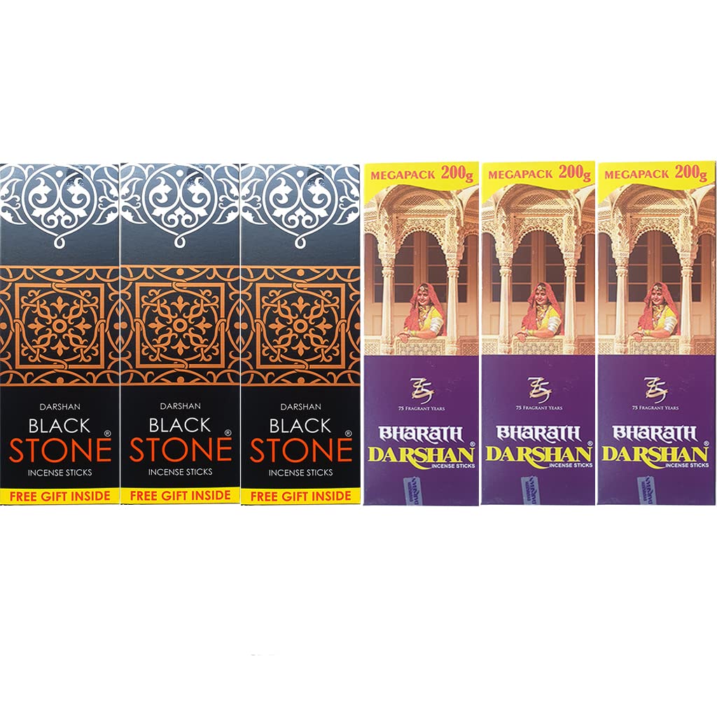Darshan Incense - Black Stone Incense Sticks Agarbatti 170g Pack of 3 ...