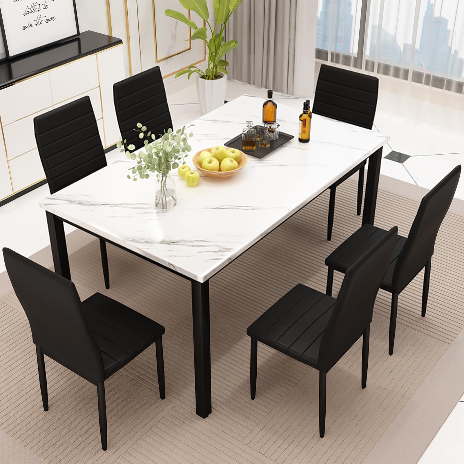 Amazon.com - Mondeer Dining Table and Chairs Set 6, 7 Pieces Kitchen ...