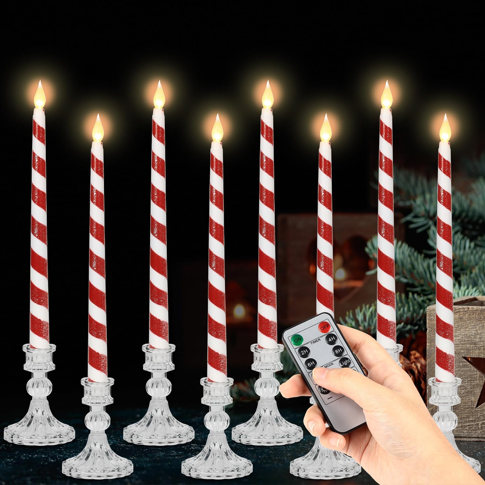 Amazon.com: 8Pcs 11in Christmas Flameless Taper Candles Sticks with ...
