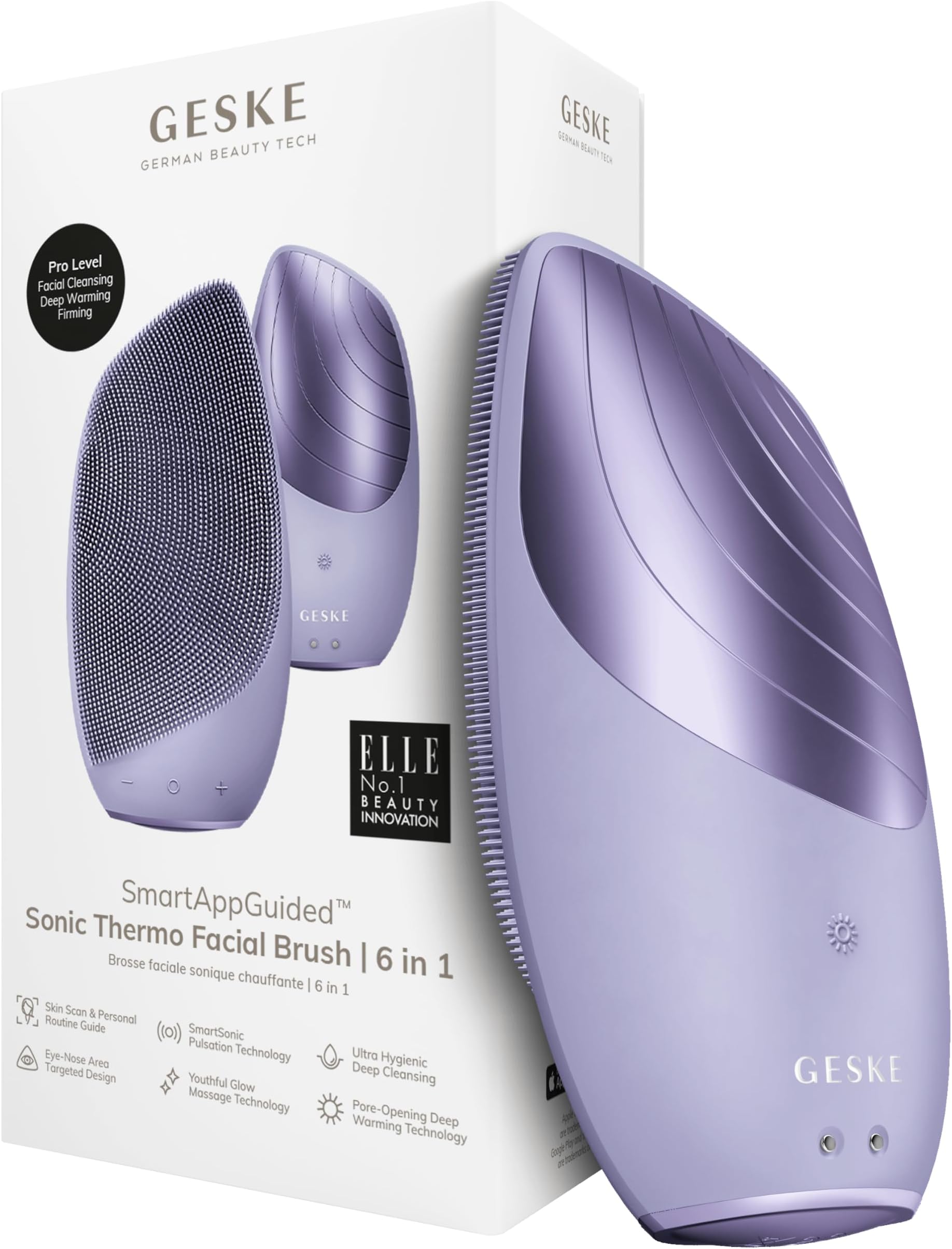 Amazon.com: GESKE SmartAppGuided™ Sonic Thermo Facial Brush | 6 in 1 ...
