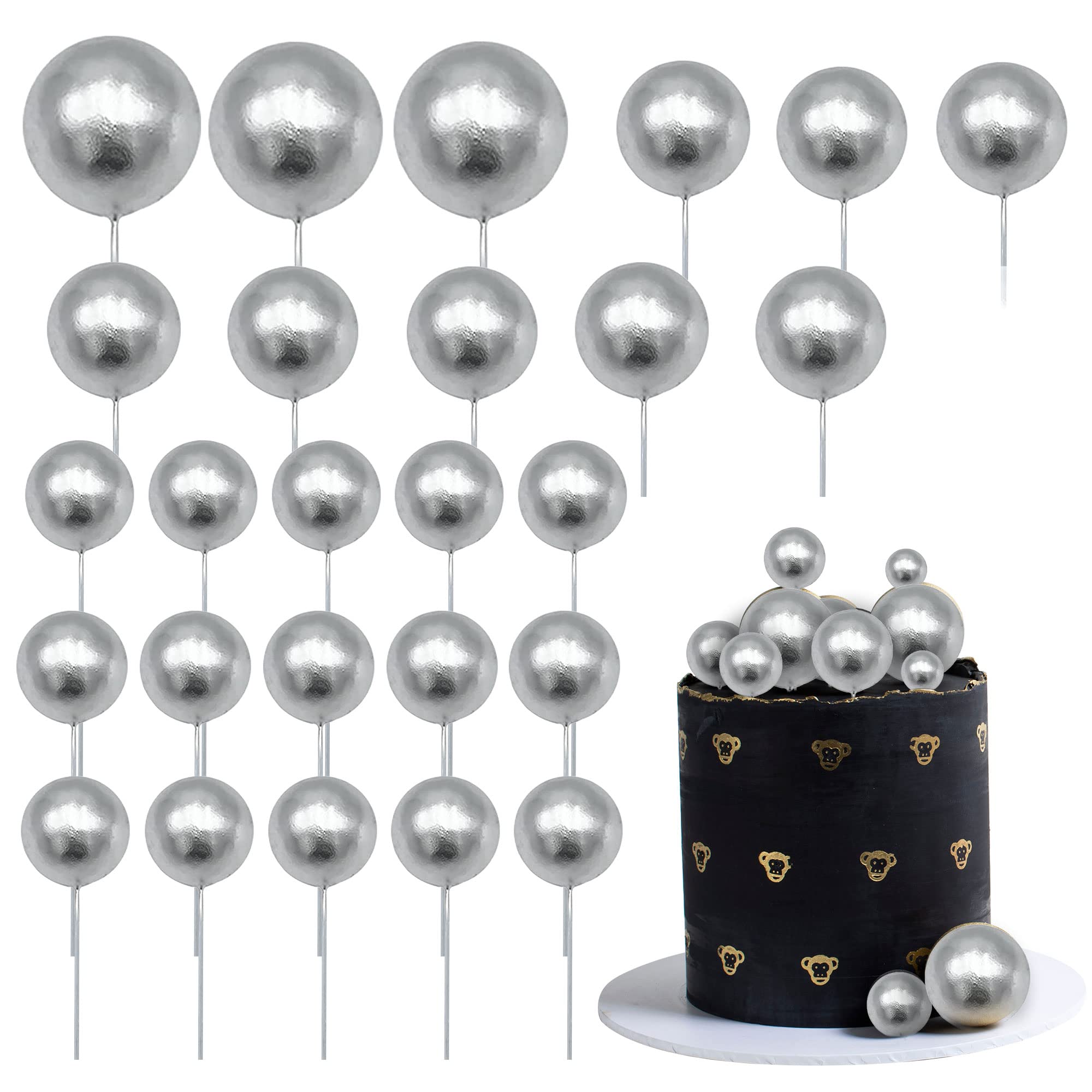 Amazon.com: Gyufise 30Pcs Mini Balloon Cake Topper Foam Ball Cake Picks ...