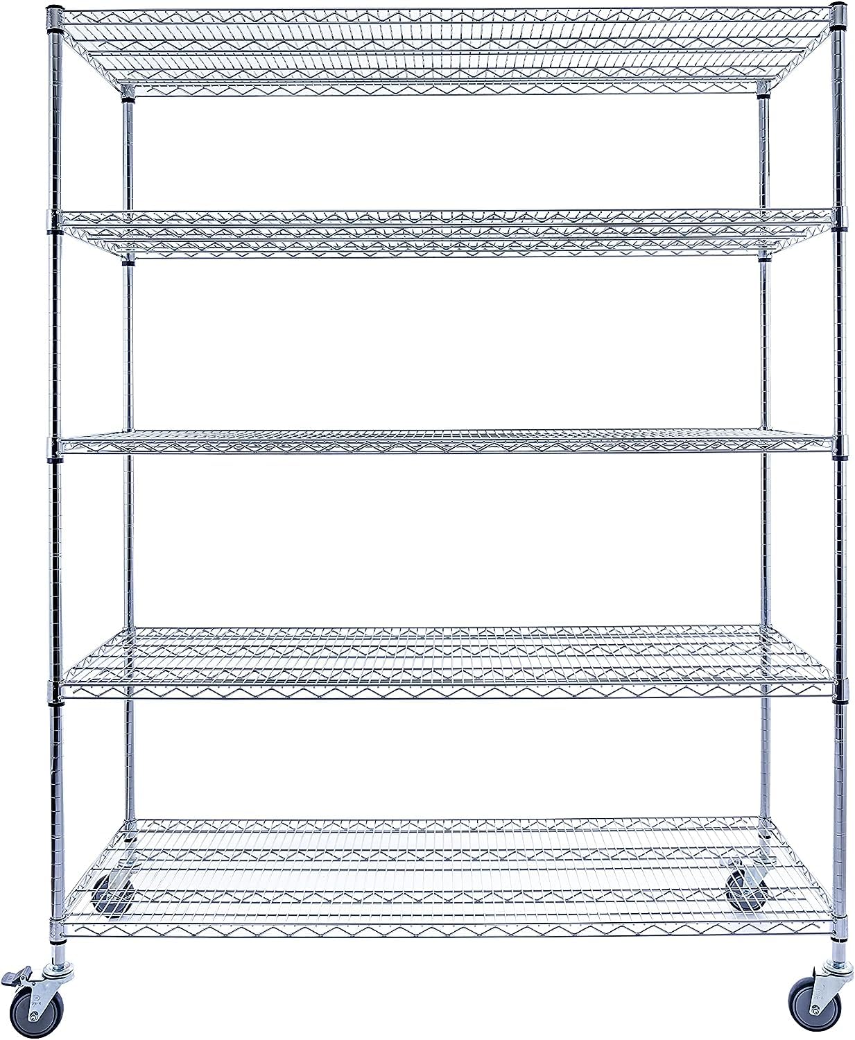 Utility Basics 60" x 24" x 72" Chrome 5-Tier Wire Shelving NSF 4000 LBS ...