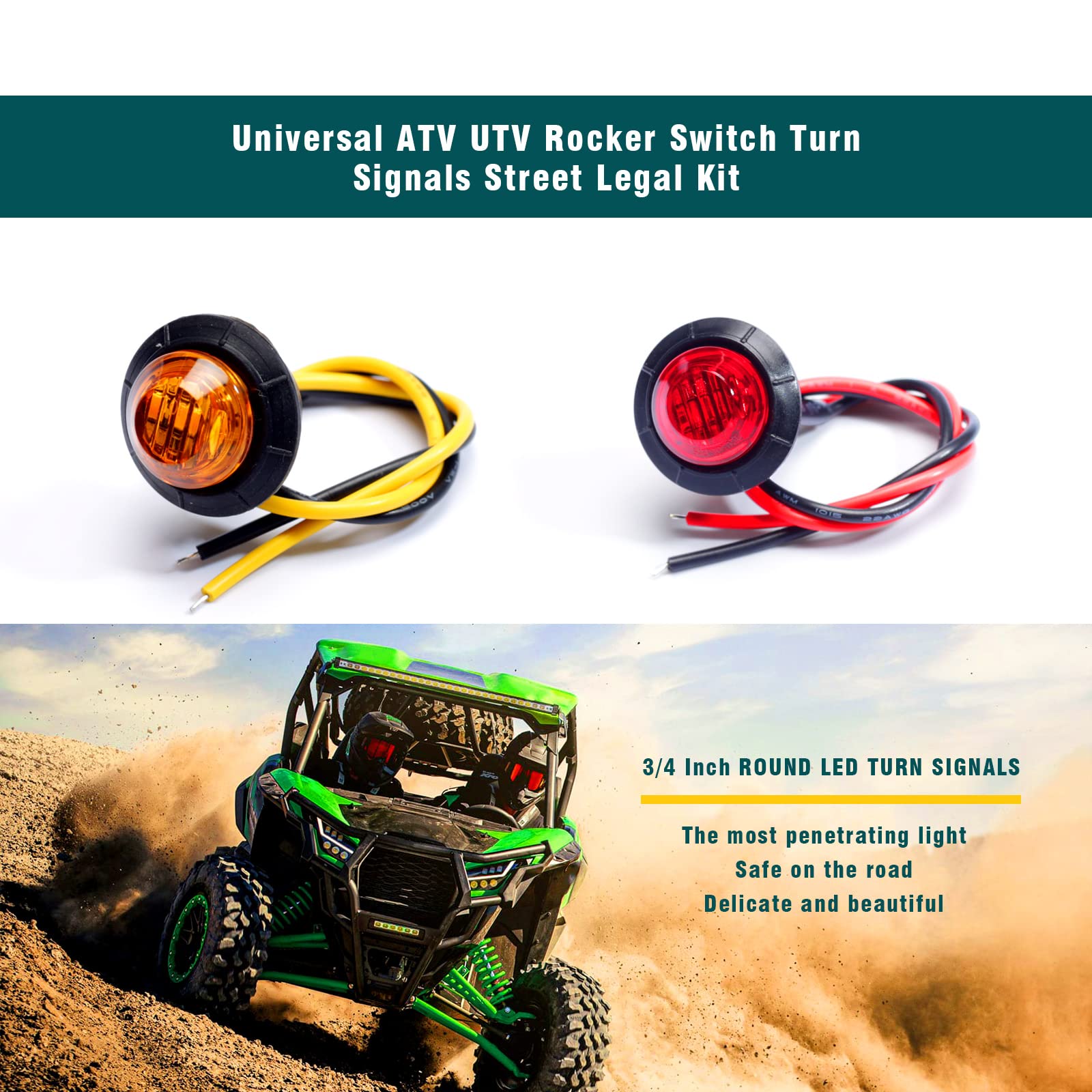 ATV UTV Turn Signal Kit with Turn Signal Rocker Switch Compatible with ...