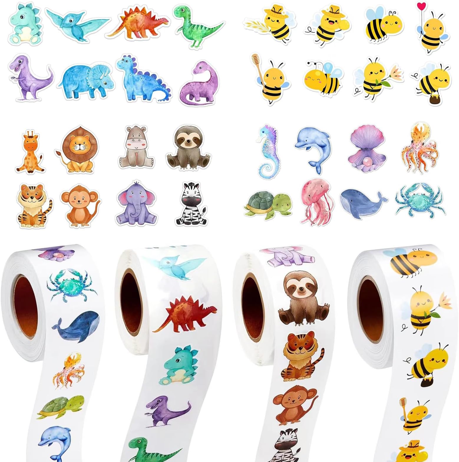 OMJMYY 2000 Stück Runde Cartoon Tier Aufkleber Kinder Tier ...