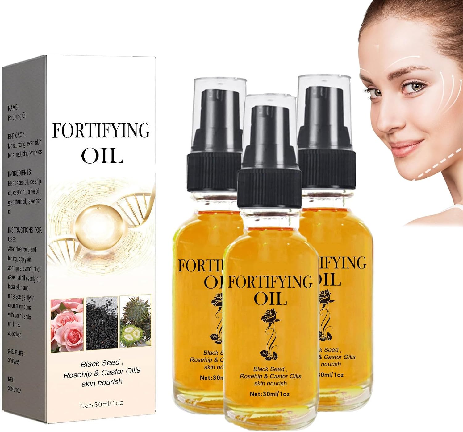 Castor Oil Black Seed Oil Rosehip Oil Face Serum, Lalenas Oil for Face ...