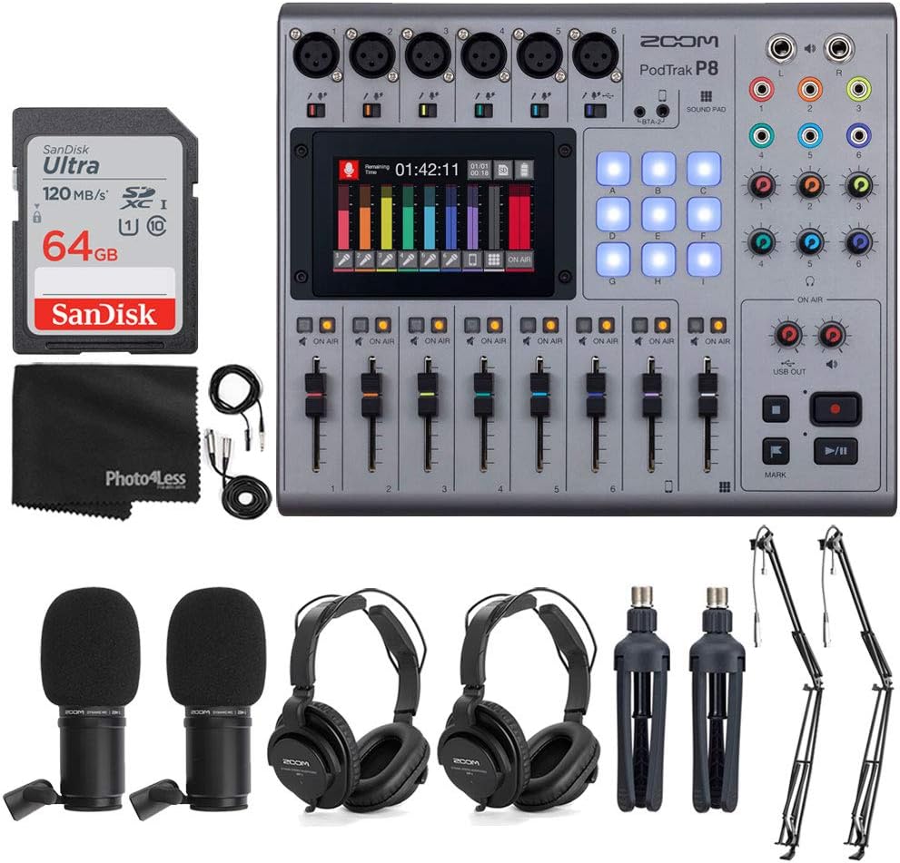 Amazon.com: Zoom PodTrak P4 Portable Multitrack Podcast Recorder + 64GB ...