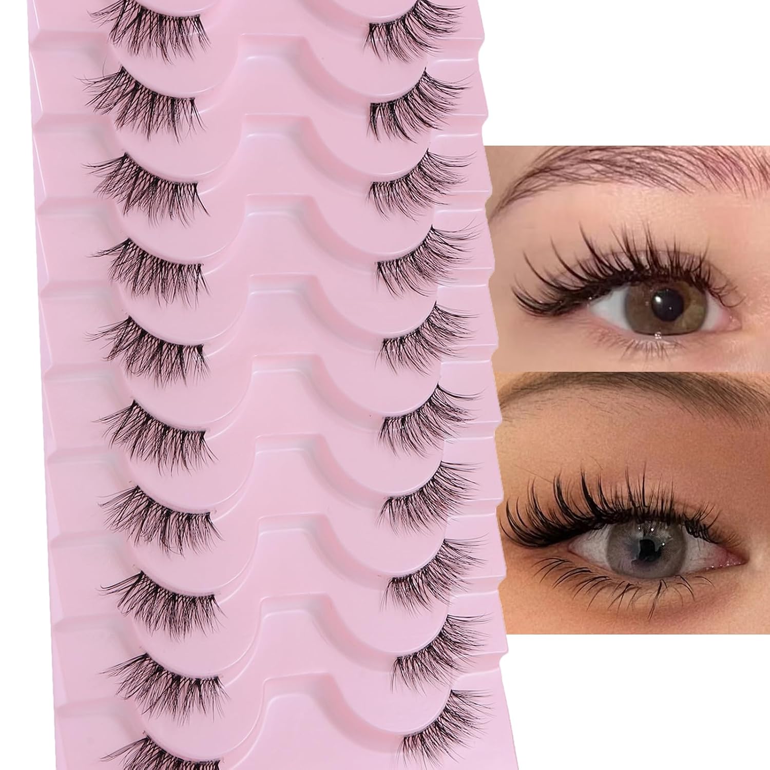 Amazon.com: outopen 10 Pairs Half Lashes 3D Multi-Layers Fluffy Cat Eye ...