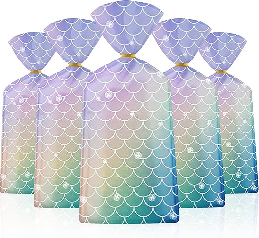 Amazon.com: 50 Pack Mermaid Goodie Bags - Ocean Mermaids Party Favor ...