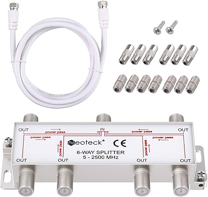 Neoteck 6 Way Sky Cable Splitter Satellite TV Aerial Cable Splitter Kit ...