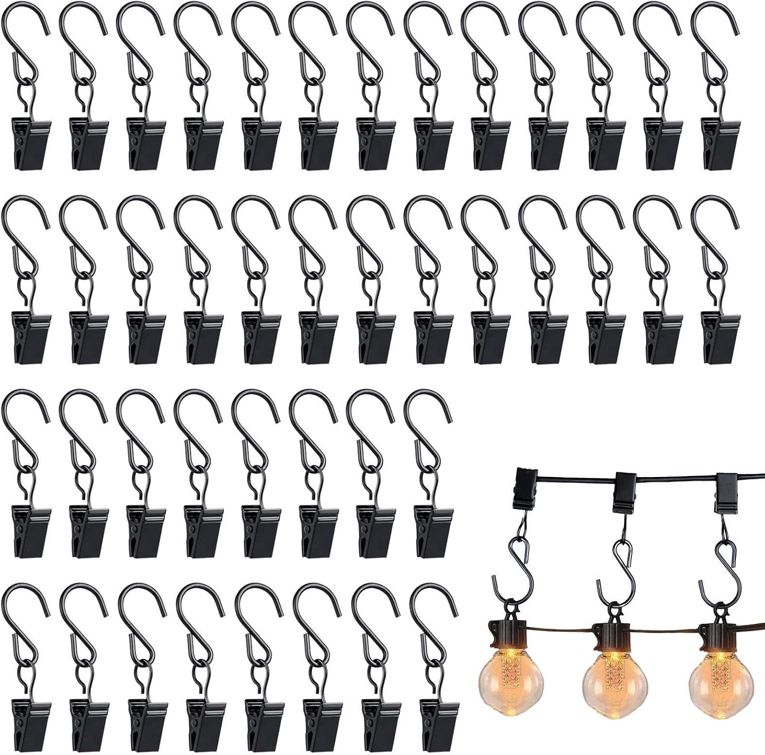 Amazon.com: Light Clips, Light Hanging Hooks, Steel Curtain Clips Hooks ...
