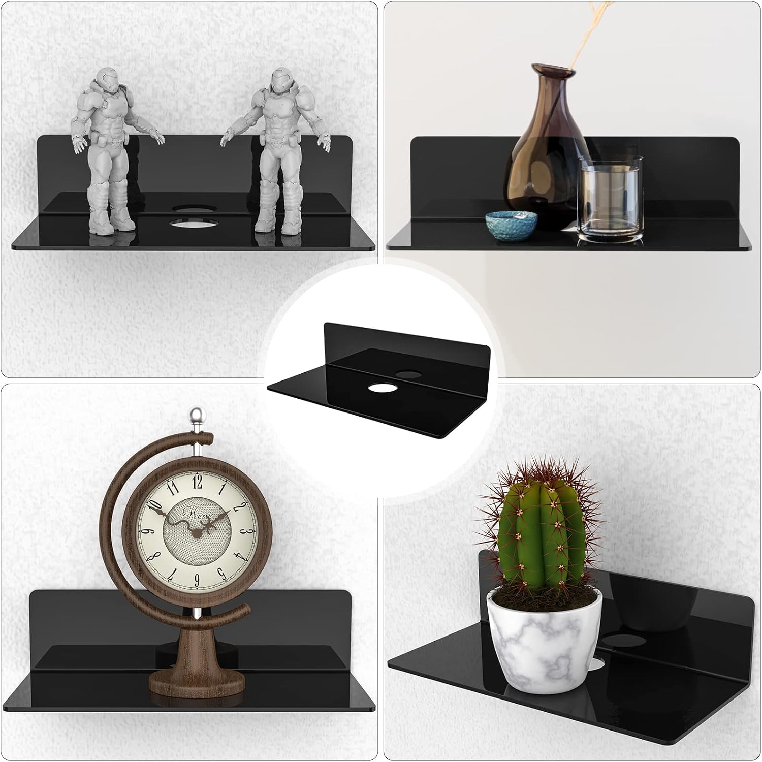 Floating Shelves 2 Pcs, VVEMERK Acrylic Small Shelves for Wall ...