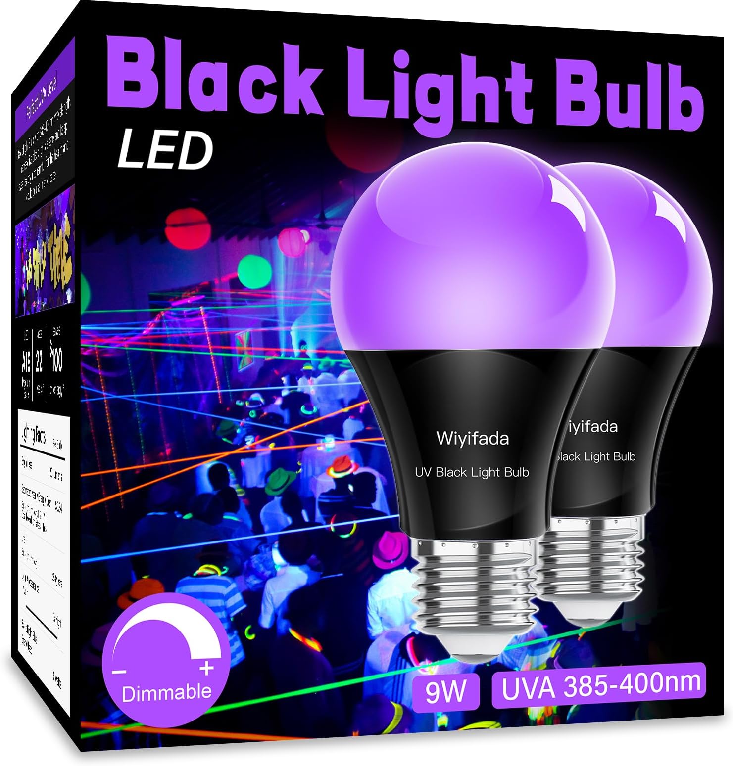 2 Pack LED Black Light Bulb, 6W E12 Candle Blacklight Bulb Level 385 ...