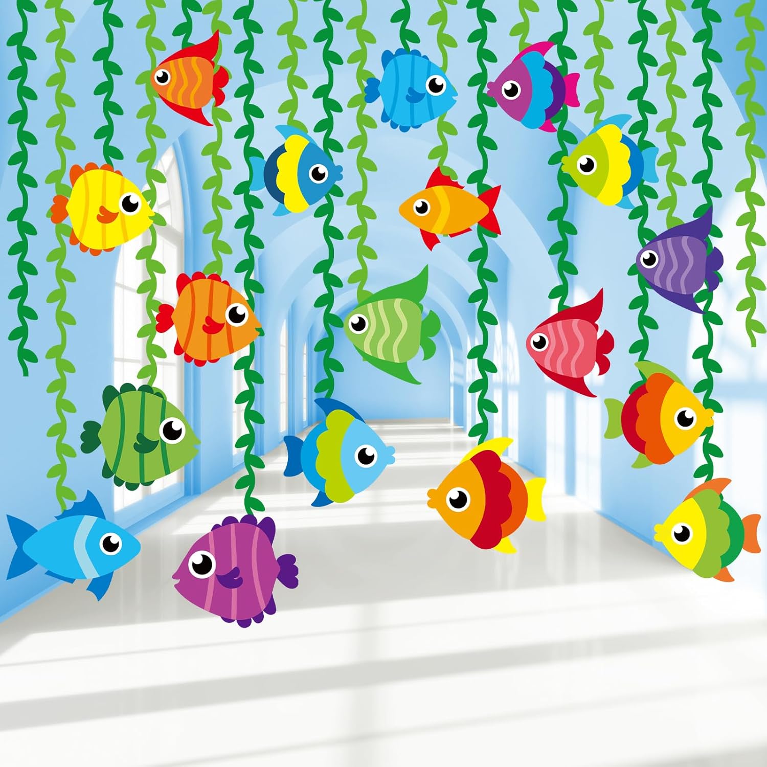 Amazon.com: Naozinebi 20 Pcs Tropical Fish Garland Kit Under the Sea ...