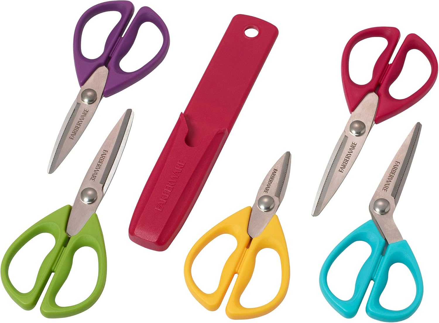 Amazon.com: FARBERWARE Multi Colour Kitchen Shears 5 Piece Set: Home ...
