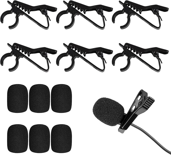 Microphone Tie Clip, Pack of 6 Collar Clip Lavalier, Mini Lavalier ...