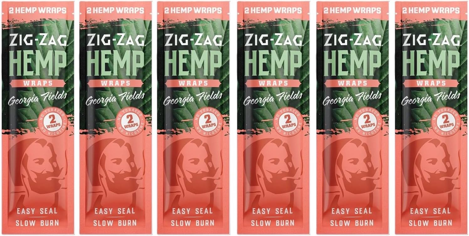 Amazon.com: ZIG-ZAG Hemp Wraps 6-Pack - Georgia Fields (2 Wraps Per ...