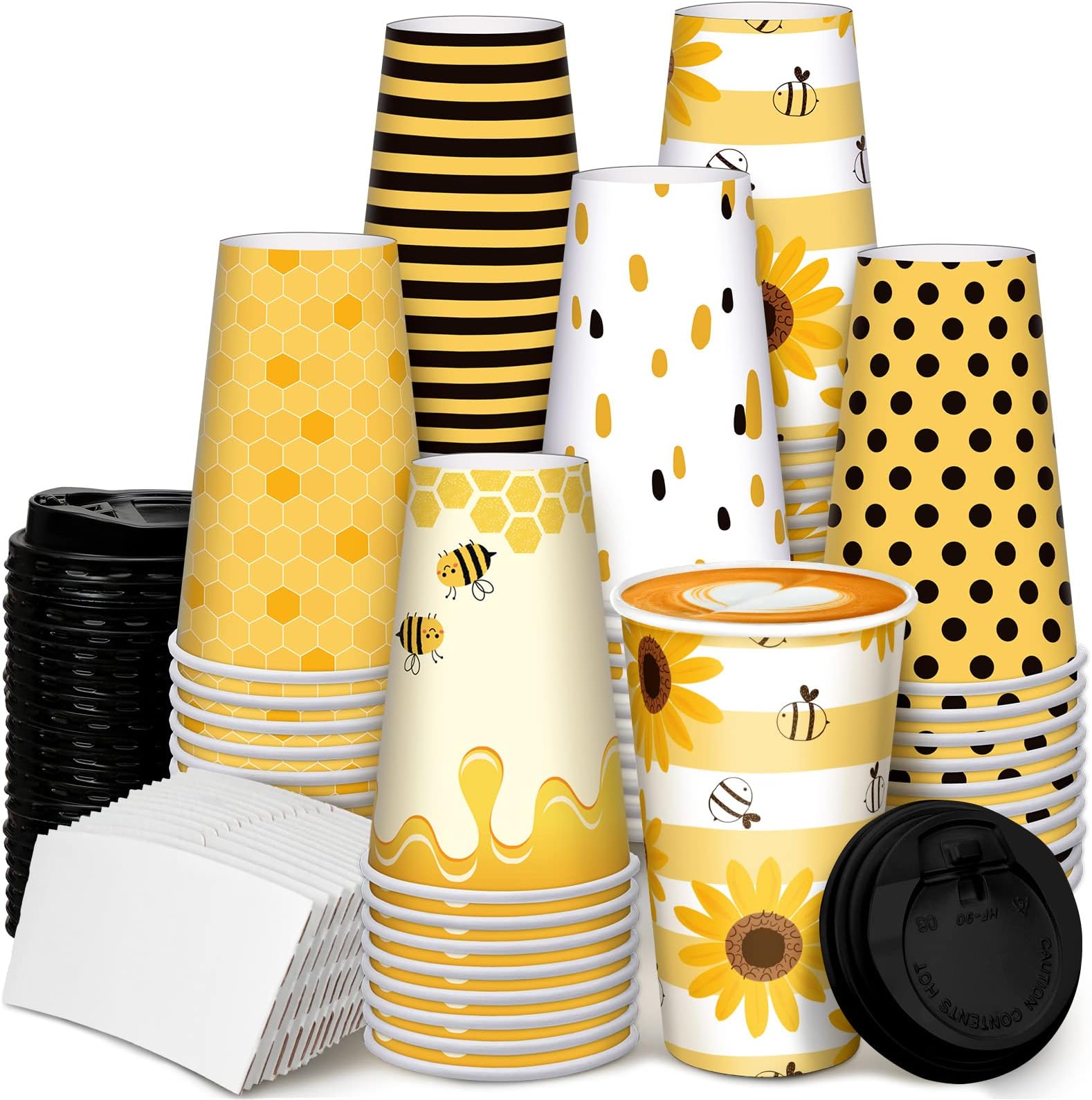 Amazon.com: 90 Pcs Bee Party Disposable Cups Paper Honey Bee Cups ...