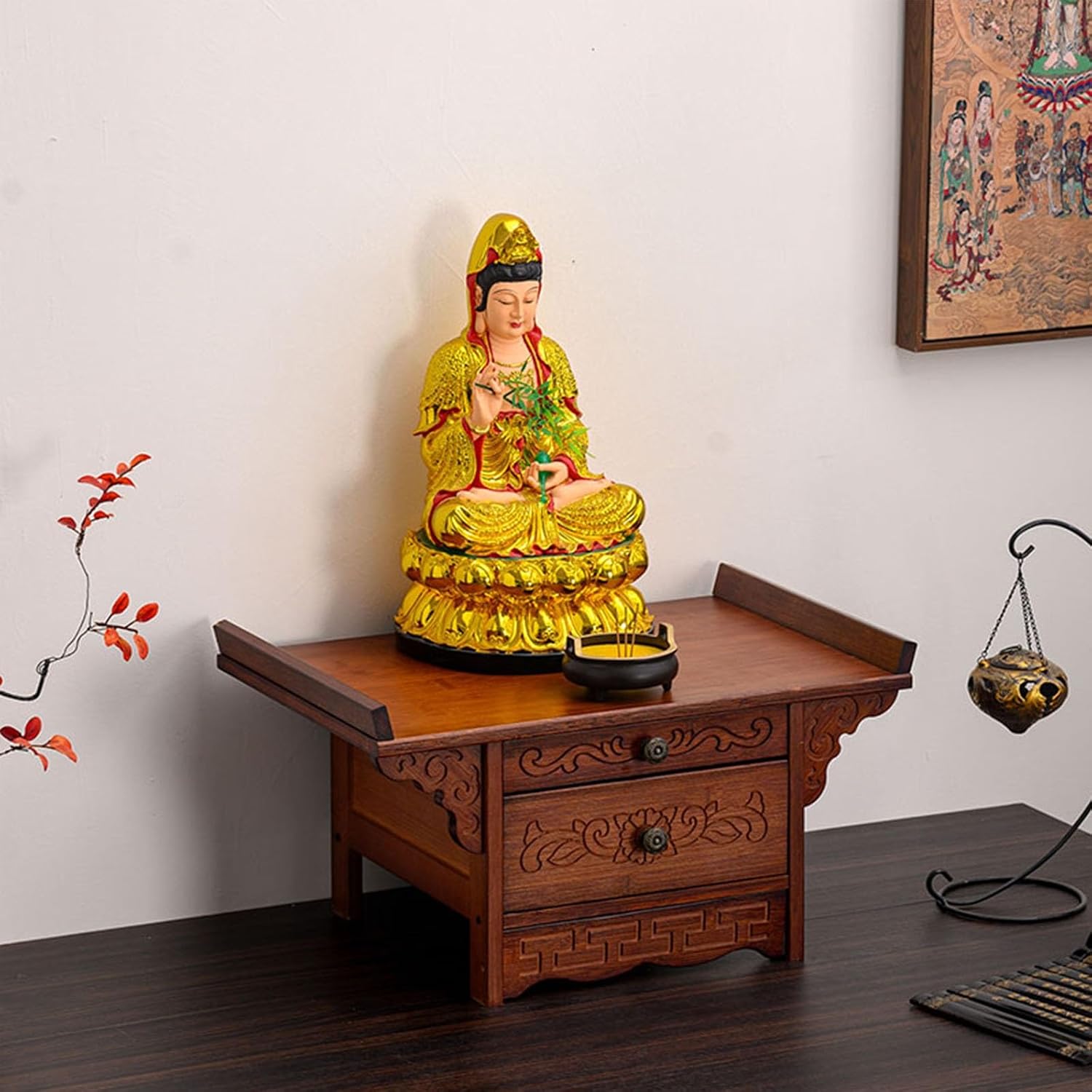 Amazon.com: HPIRFYE Altar Table with Double Storage Buddha Statue Stand ...
