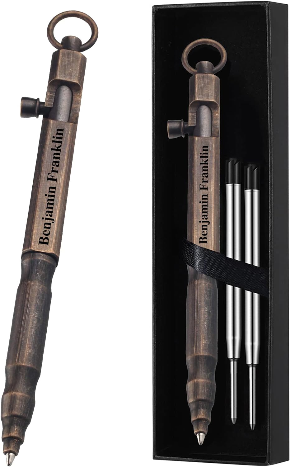 Personalized Bolt Action Pen Gift Set,Free Engraved Brass Ballpoint Pen ...