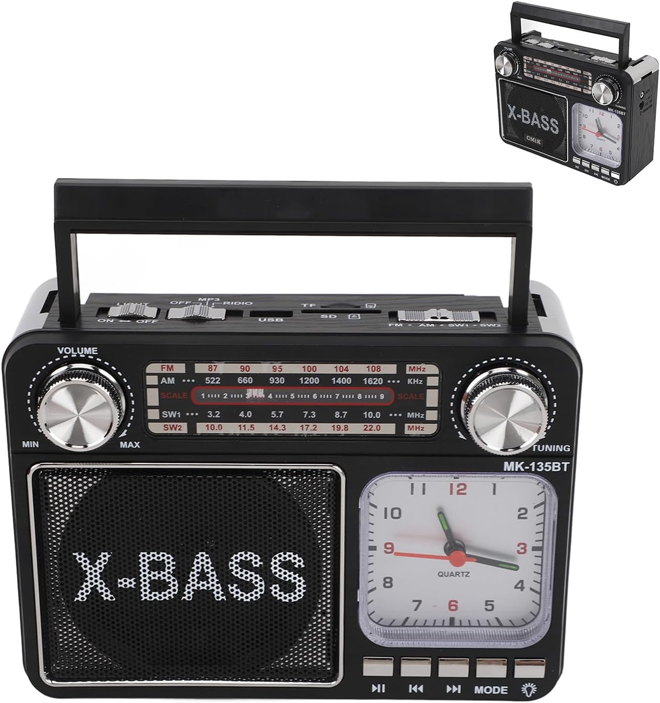 Radio AM FM Vintage, Radio Portátil Retro de Onda Corta con Altavoz ...