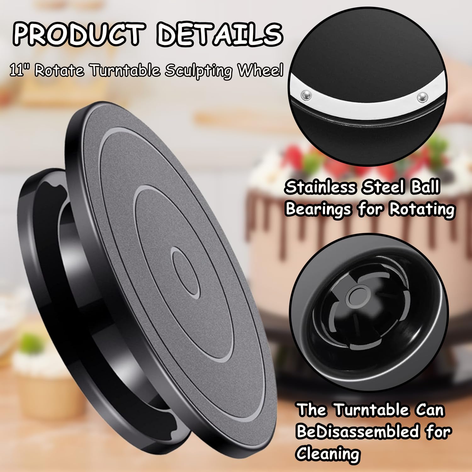 Snapklik.com : 11 Inch Rotating Cake Turntable, Turns Smoothly ...