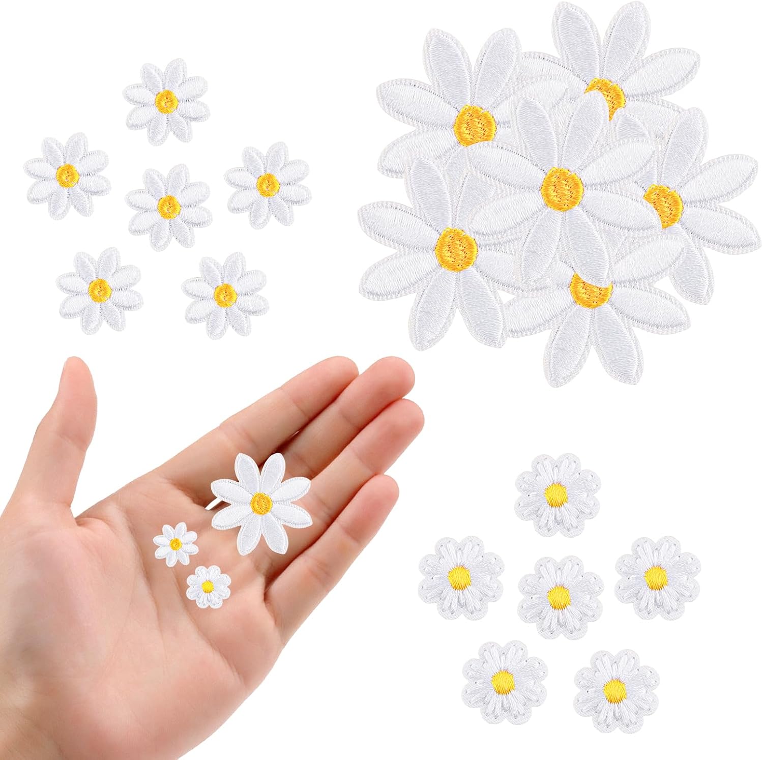 Amazon.com: 18 Pcs Daisy Flower Iron on Patches, 3 Style Daisy Flower ...