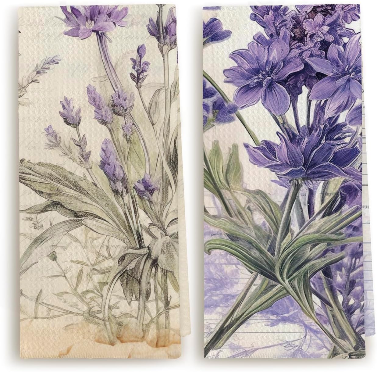 Amazon.com: Zeghk Purple Flower Lavender Kitchen Towels Dish Towels ...