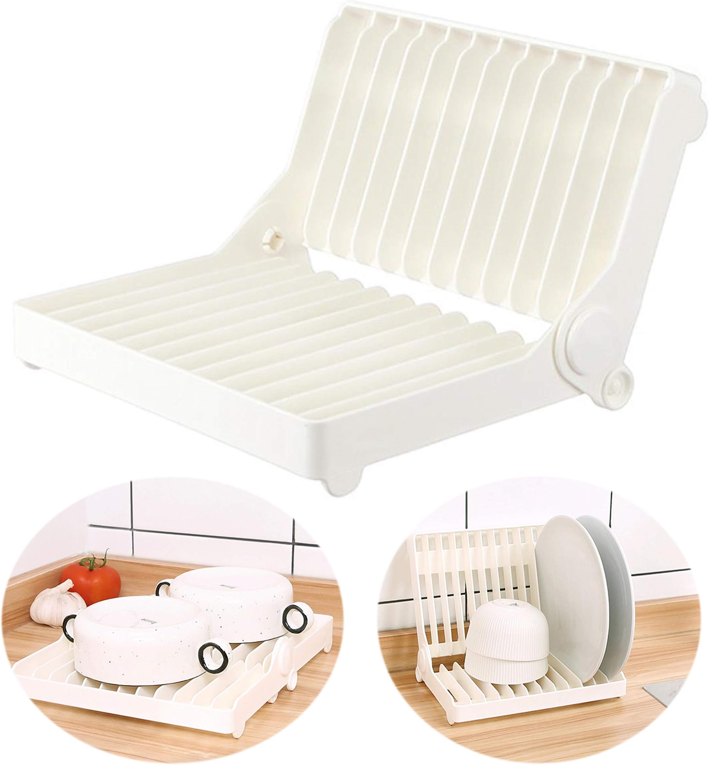 Amazon.com: Amazon Basics Plastic Dish Drying Rack with 2 Mats (16" x ...