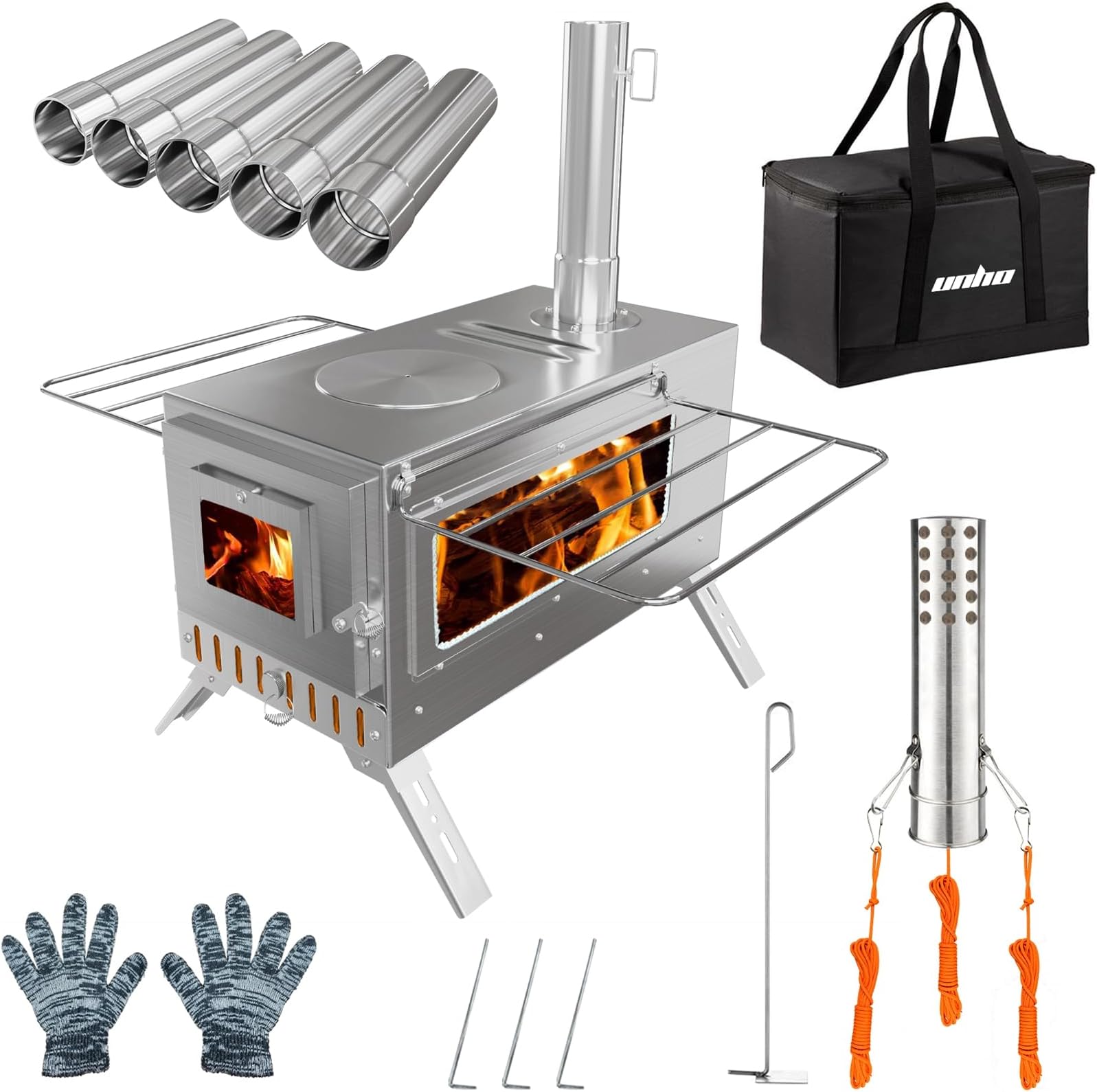 Amazon.com: HOPUBUY Wood Stove Hot Tent Stove, Portable Camping Wood ...