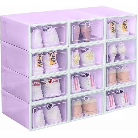 Amazon.com: Kuject Shoe Organizers Storage Boxes for Closet 12 Pack ...