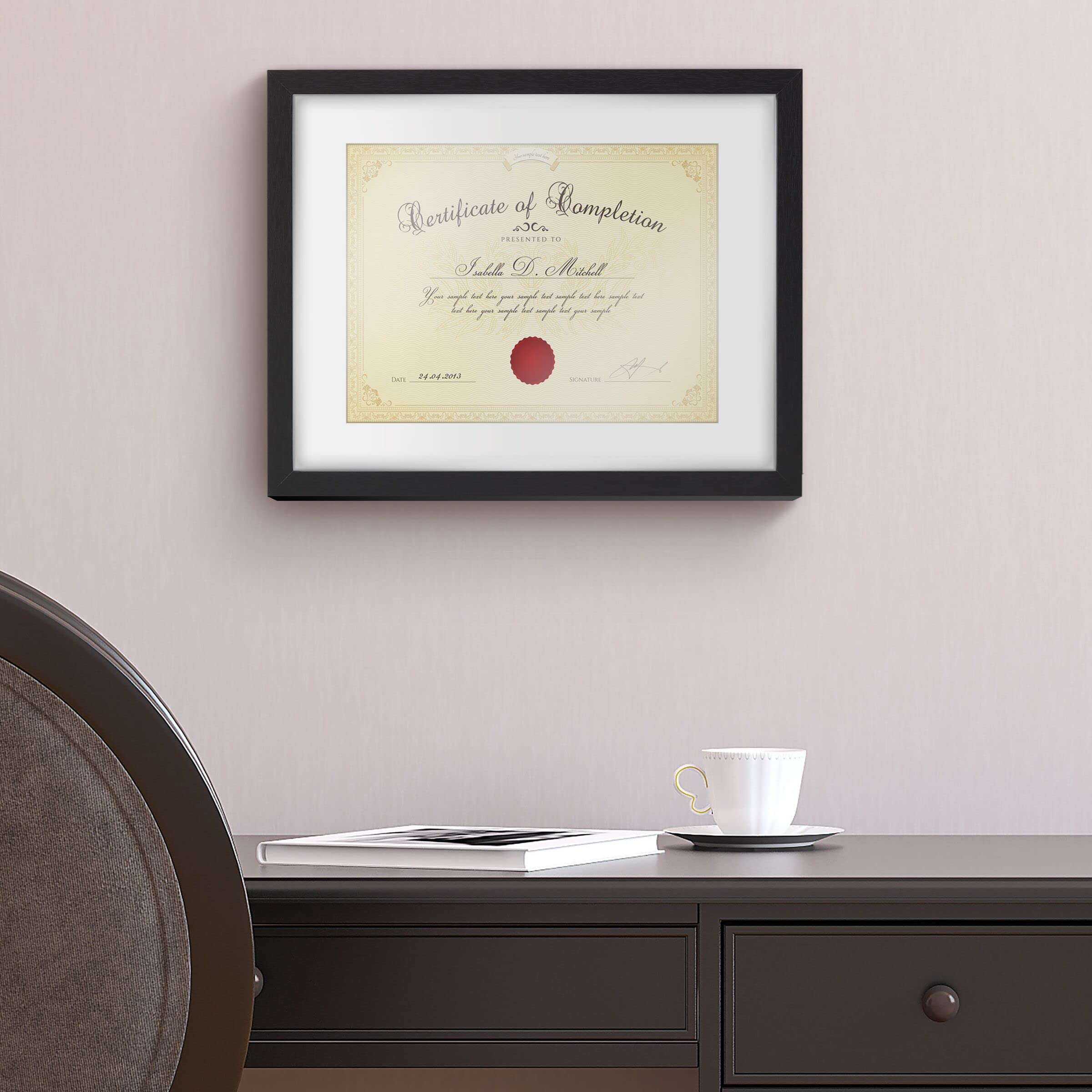 Snapklik.com : 15x12 Inch Black Matted Wood Certificate Frame- Displays ...