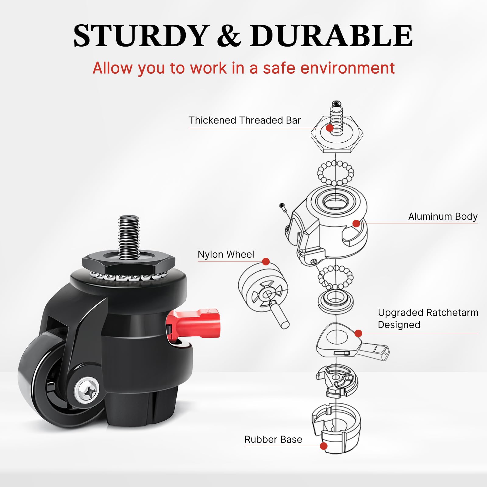 Snapklik.com : Nefish Leveling Stem Casters M12-1.75x25mm, Workbench ...