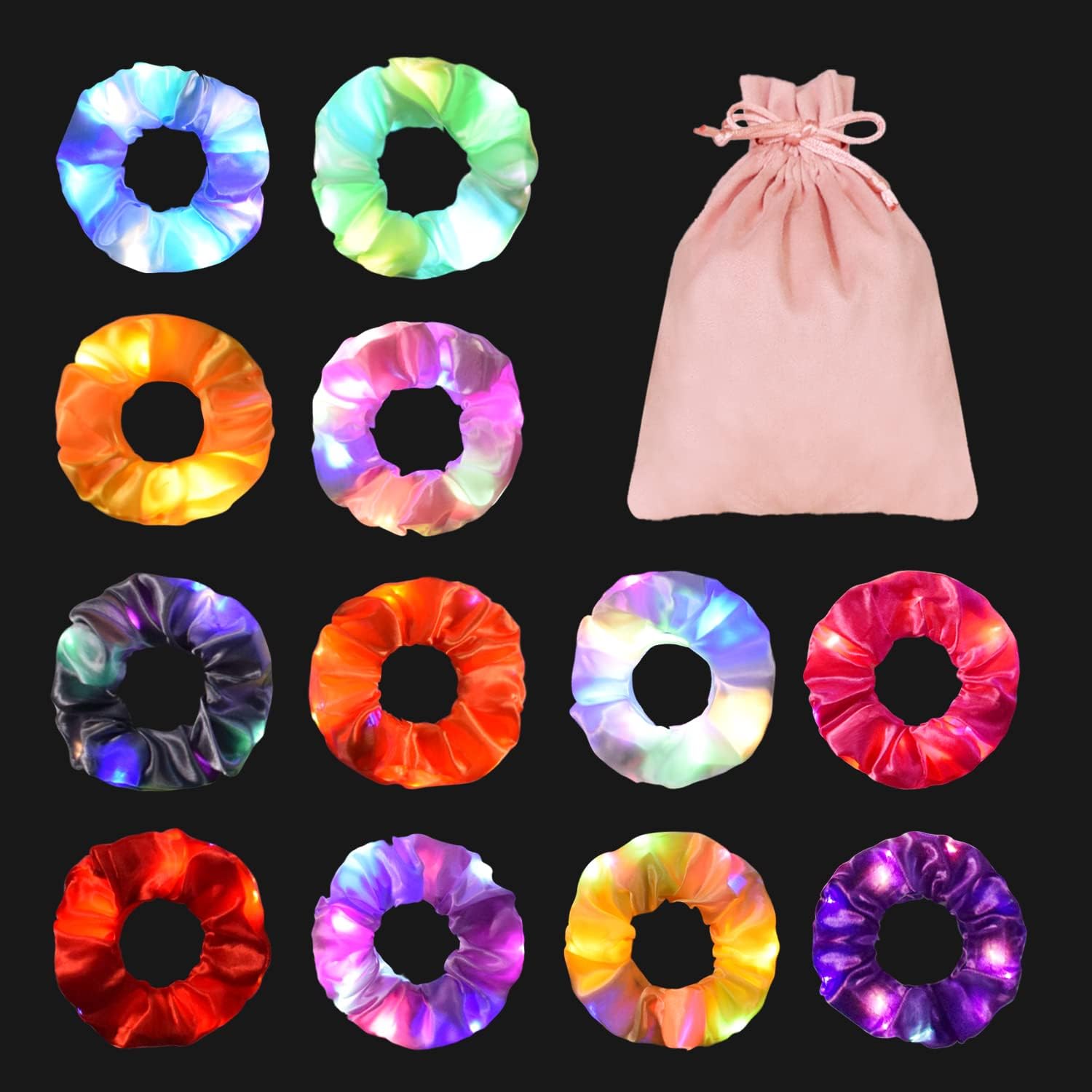 Amazon.com : 8 Pcs LED Scrunchies for Women - Scrunchy, Light Up ...