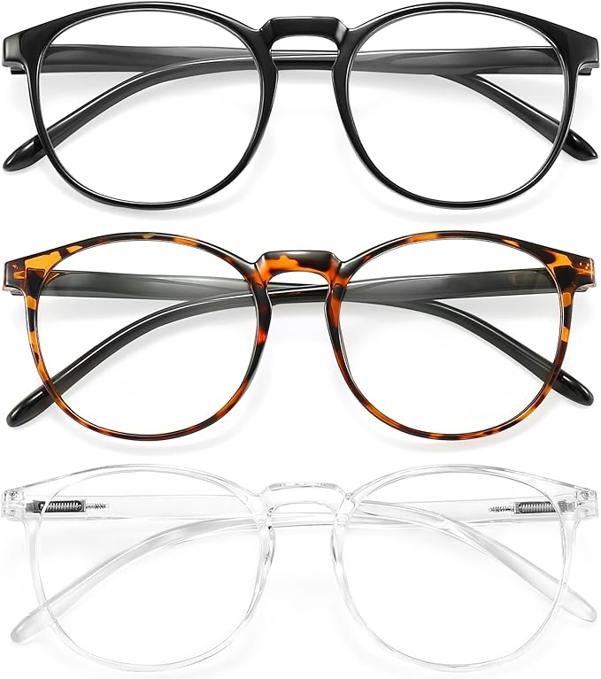 Amazon.com: IBOANN 3 Pack Blue Light Blocking Glasses Women/Men, Round ...