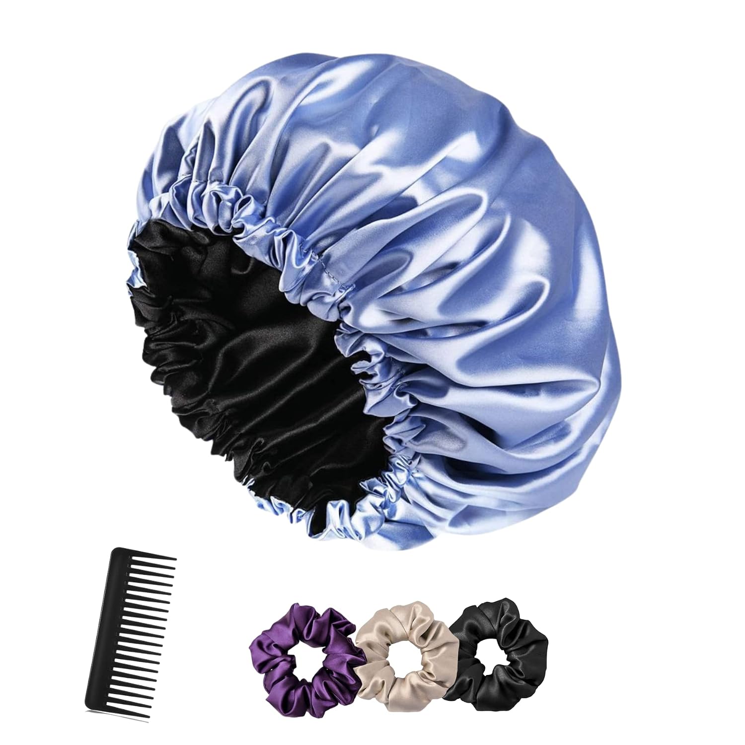 Buy Atrube Satin Silk Bonnet for Hair with 3 Satin Scrunchies, Satin ...