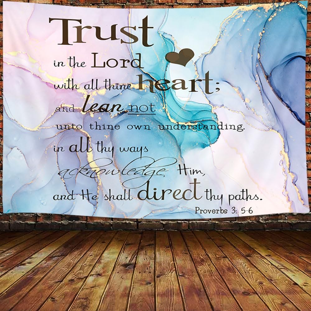 Amazon.com: Bible Verse Tapestry, Scripture Quotes on Teal Purple ...