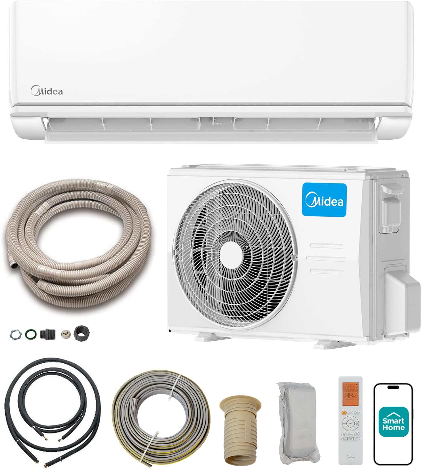 Amazon.com: Midea 18000 BTU Mini Split AC/Heating system, 208/230V, 19. ...